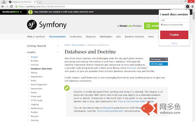 Symfony docs version changer Chrome插件下载及使用教程 - 网多鱼