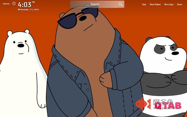 We Bare Bears Wallpapers Theme New Tab Chrome插件下载及使用教程 - 网多鱼
